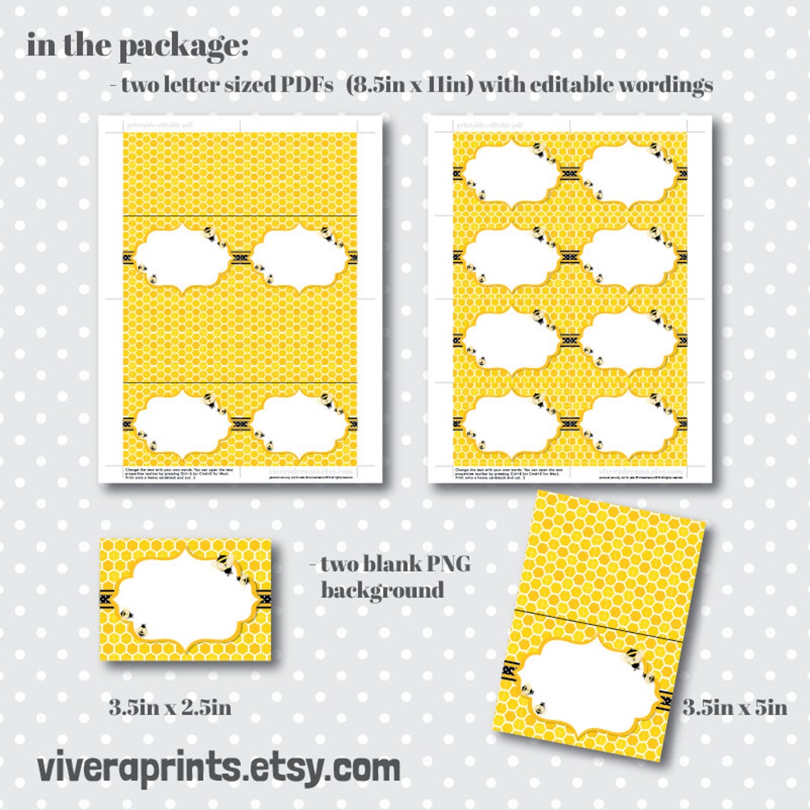 Editable PDF Printable - Bee Bumblebee Label / Sticker / Tent Card ...
