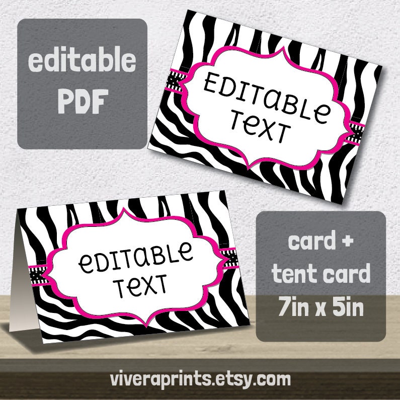 Editable PDF Printable - Zebra Label / Sticker / Tent Card / Tags ...