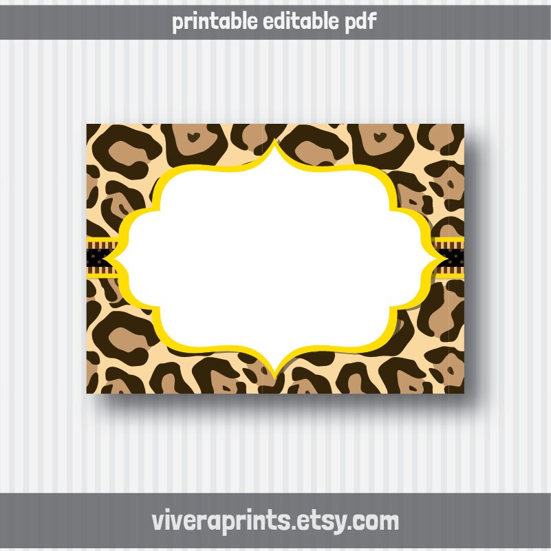 Instant Download - Editable PDF Printable - Leopard Label / Sticker ...