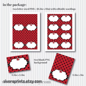 Instant Download - Editable PDF Printable - Ladybug / Ladybird Label ...
