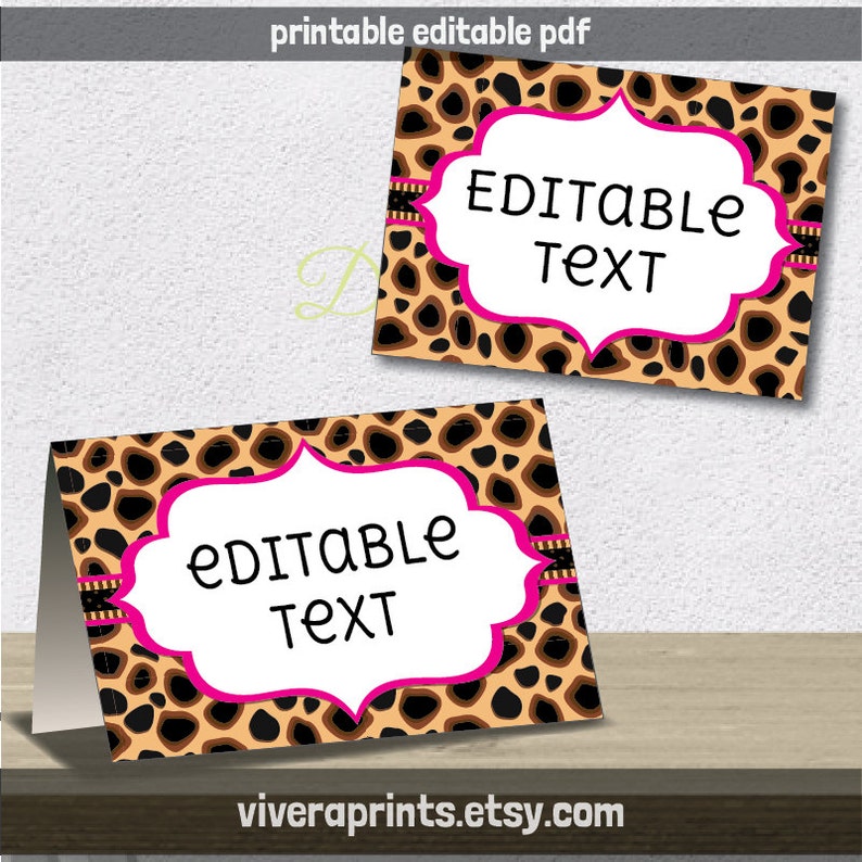 Instant Download - Editable PDF Printable - Cheetah Label / Sticker ...