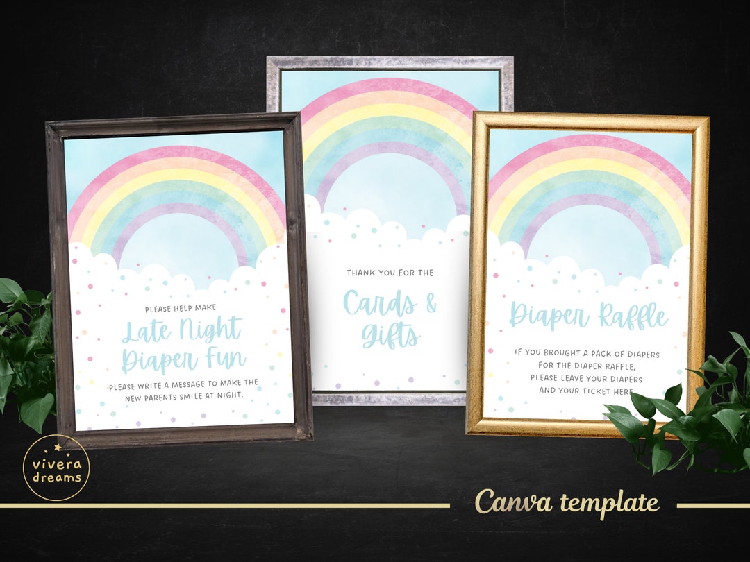 Pretty Pastel Rainbow Poster - DIY Template - Printed 8in X 10in ...