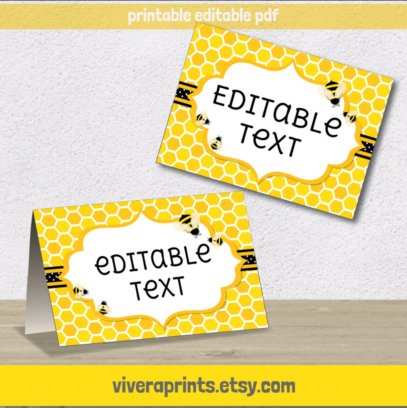 Editable PDF Printable - Bee Bumblebee Label / Sticker / Tent Card ...