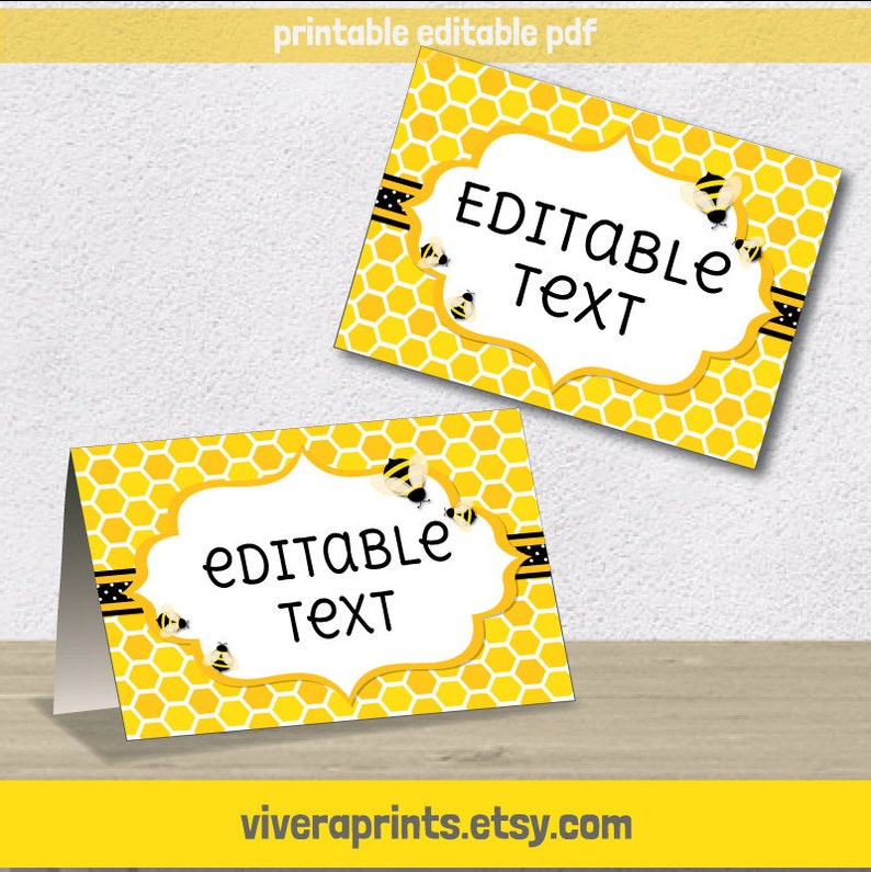 Editable PDF Printable - Bee Bumblebee Label / Sticker / Tent Card ...