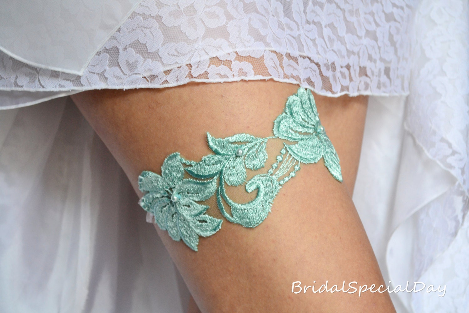 Mint Green Lace Bridal Garter Set for Bride Wedding Garter - Etsy
