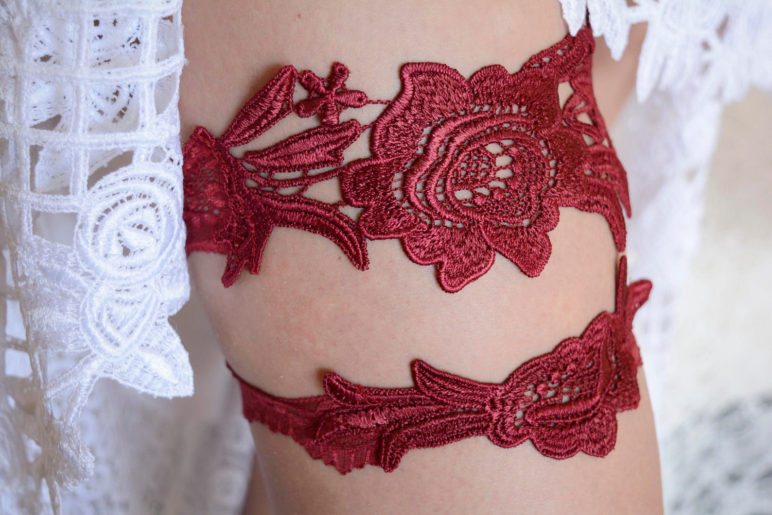 Navy Blue Wedding Garter Floral Lace Wedding Garter Set Etsy