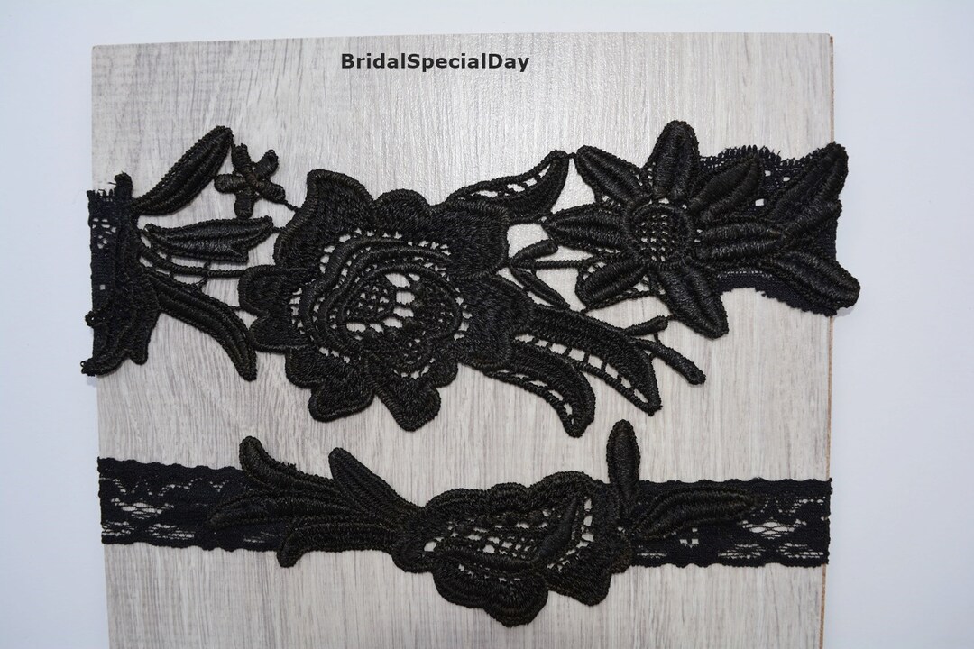 Black Garter Set Black Bridal Garter Set Bridal Gothic Black - Etsy