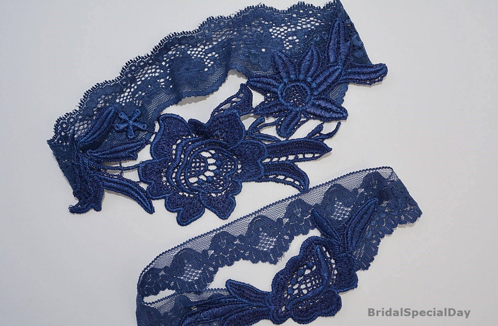 Navy Blue Wedding Garter Floral Lace Wedding Garter Set | Etsy