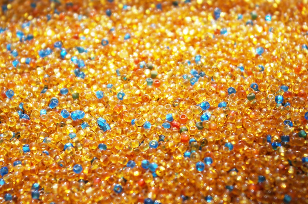 Vintage Italian Seed Beads: Sparkling Amber, Capri Blue, Cherry Red ...