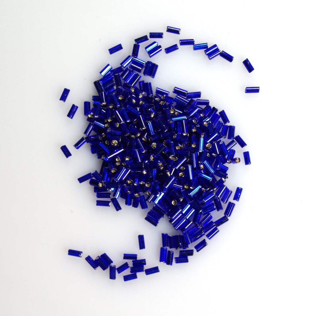 Rich Cobalt Blue Silver-lined Vintage Venetian Glass 4mm Bugle Beads 10 ...