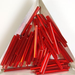 Red Silver Lined Miyuki Japanese Glass 30mm Bugle Beads 50 Pcs. - Etsy