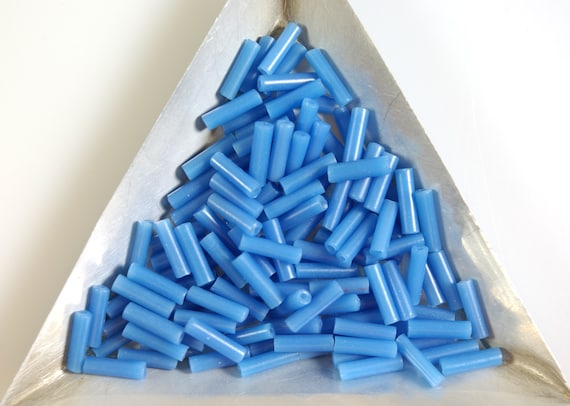 Cornflower Blue 8mm Length Bugle Beads 10g Vintage Italian - Etsy