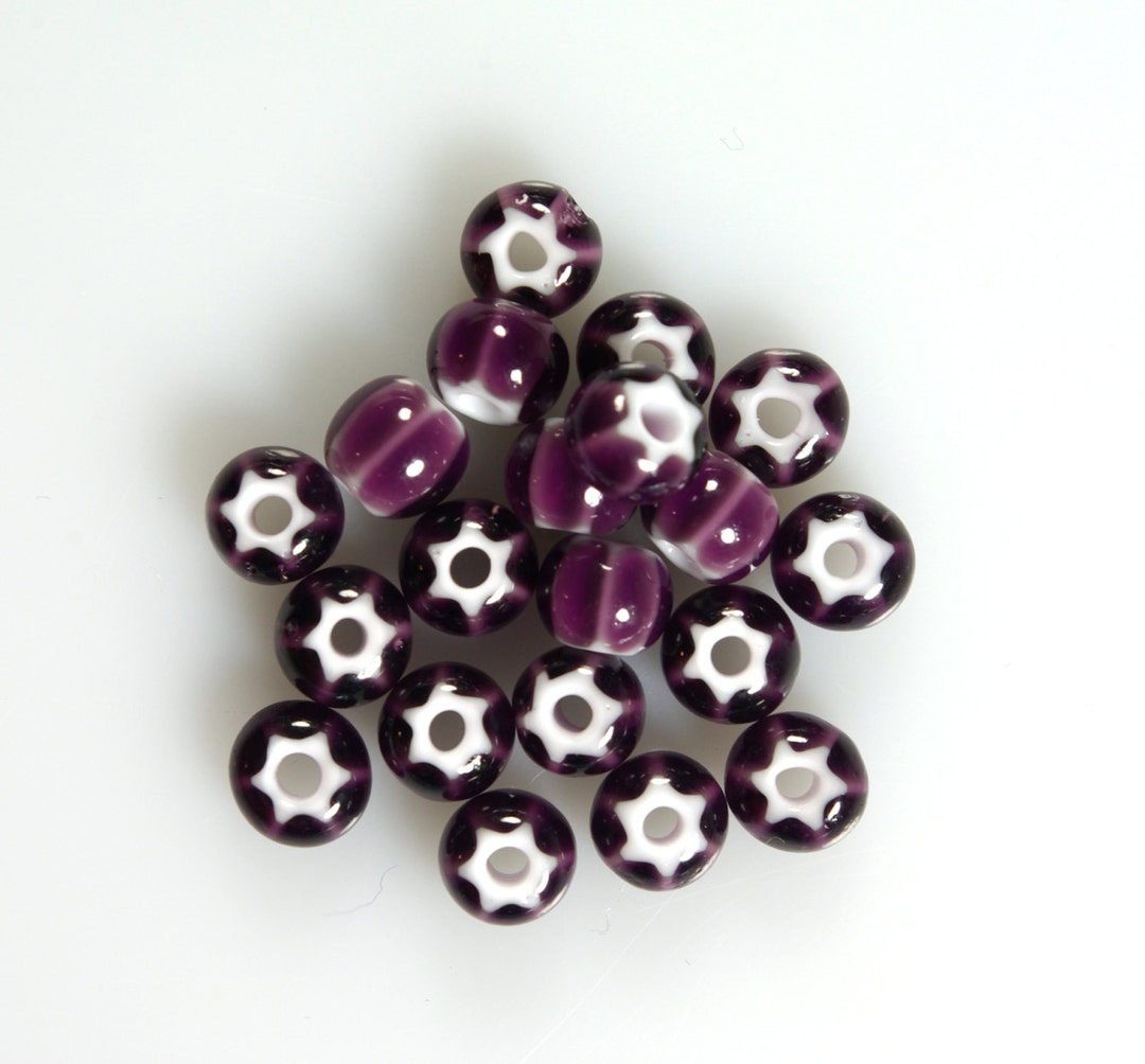 Amethyst Purple Star Core Seed Beads: Preciosa White Heart Beads (20 ...