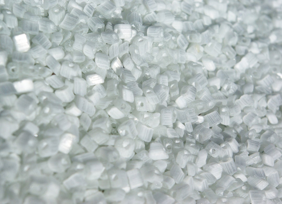3-4mm Vintage Edwardian Era Snowy White Satin Glass Flat Square Seed ...