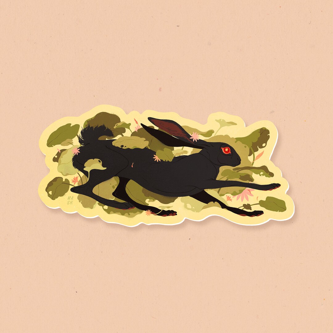 Black Rabbit 3.5" Waterproof Vinyl Sticker - Etsy