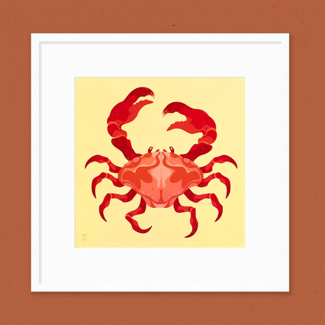 Red Crab Mini Print - Etsy