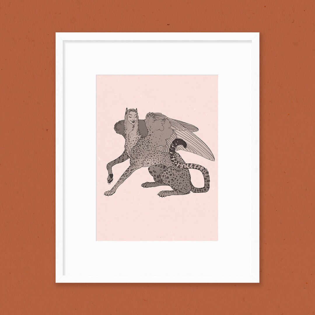 Monster Mashtober Spotted Sphinx Mini Print - Etsy