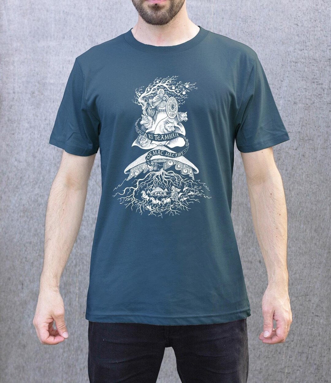 King Cormac Mac Airt T-shirt in Blue, Earth Positive Organic Mens Tee ...