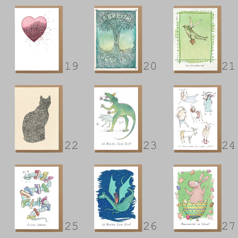 Set of 12 Irish Language Cards Cártaí Gaeilge Choose Any 12 - Etsy