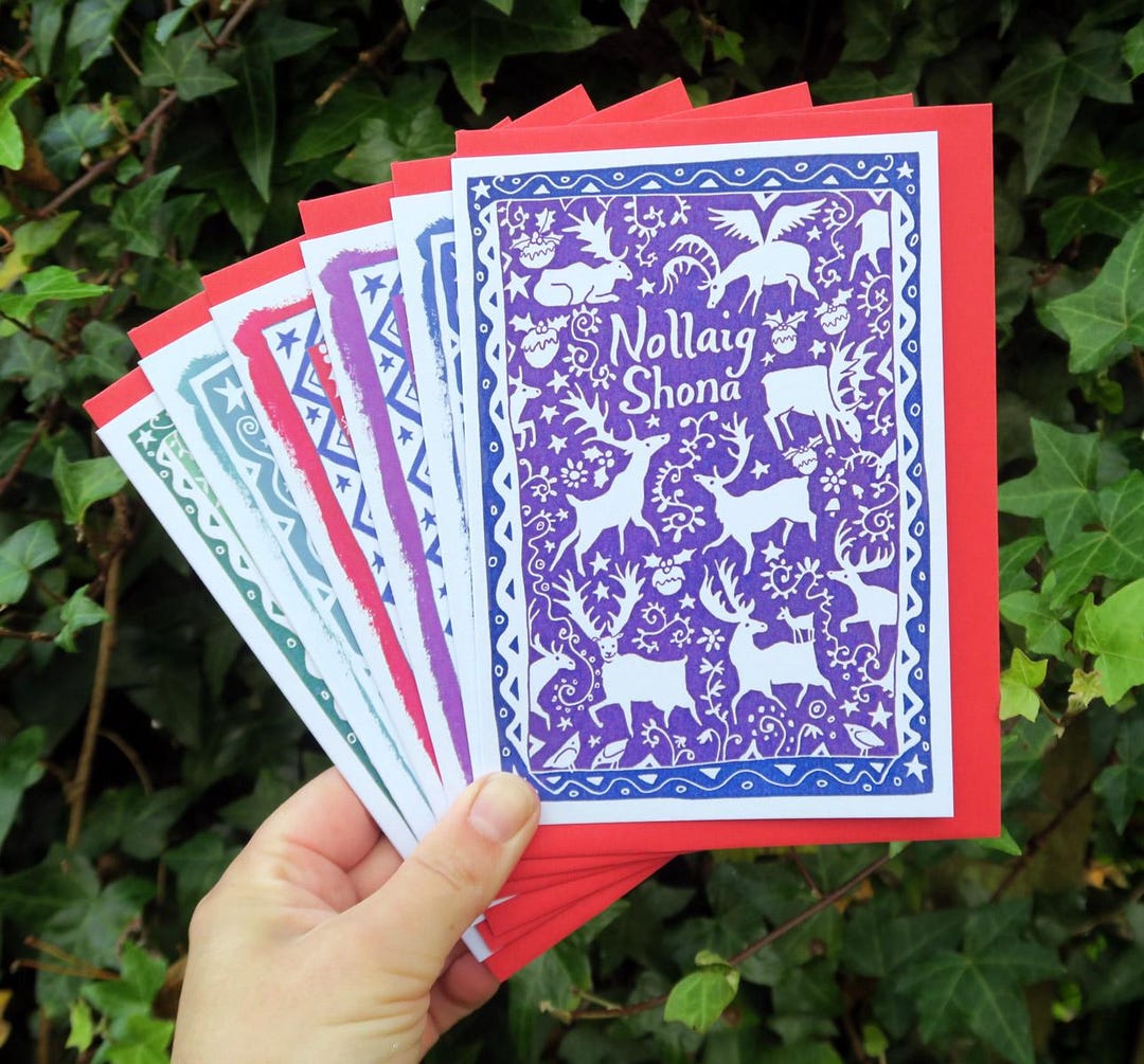 Irish Christmas Cards, Set of 12, Nollaig Shona Christmas Card Pack - Etsy