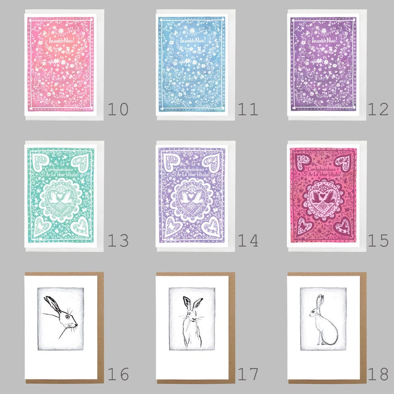 Set of 12 Irish Language Cards Cártaí Gaeilge Choose Any 12 - Etsy