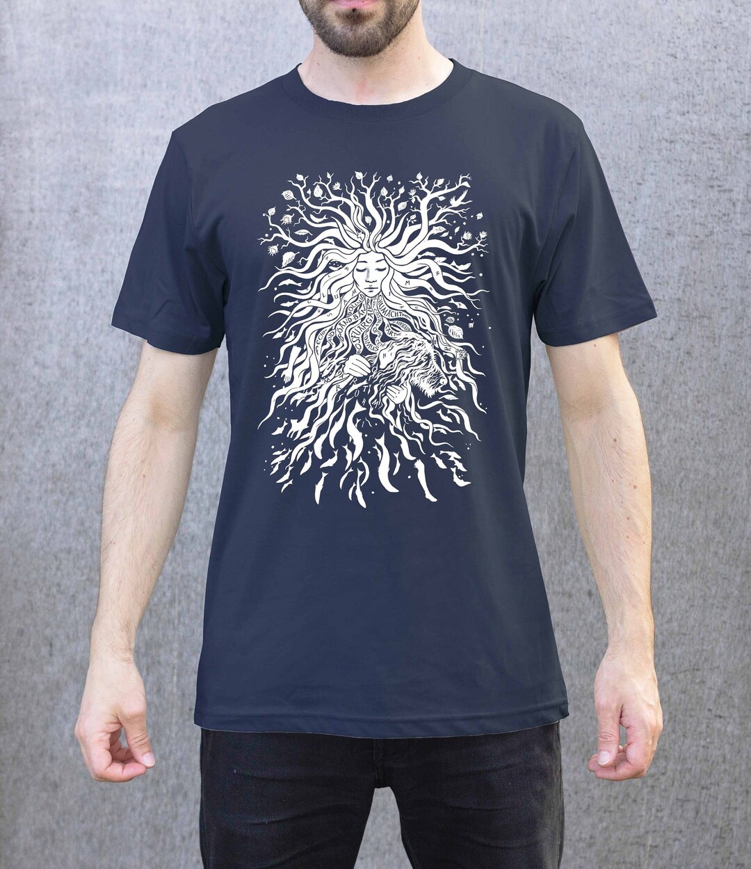 Rebel Goddess T-léine, Unisex Navy or Sage Green, Hand-printed Irish ...