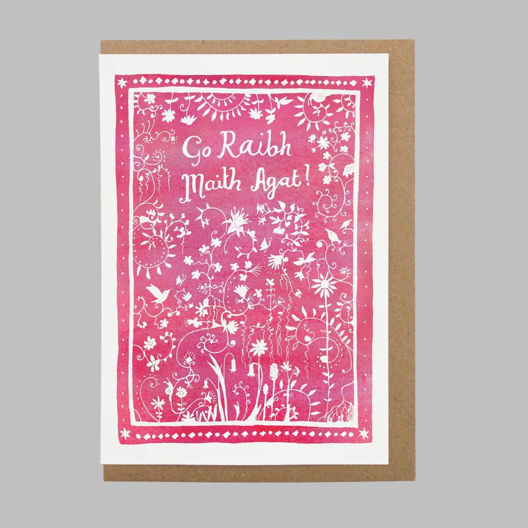 Go Raibh Maith Agat - Irish Thank You Card in Pink - Mireog Cártaí ...