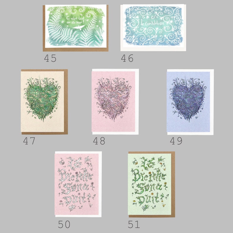 Set of 12 Irish Language Cards Cártaí Gaeilge Choose Any 12 - Etsy