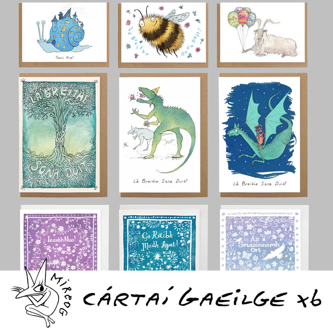 Set of 6 Irish Language Cards, Cártaí Gaeilge, Choose Any 6 Greeting ...