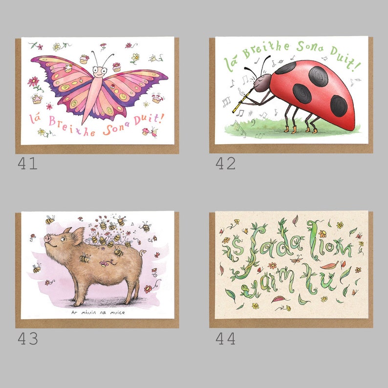 Set of 12 Irish Language Cards Cártaí Gaeilge Choose Any 12 - Etsy