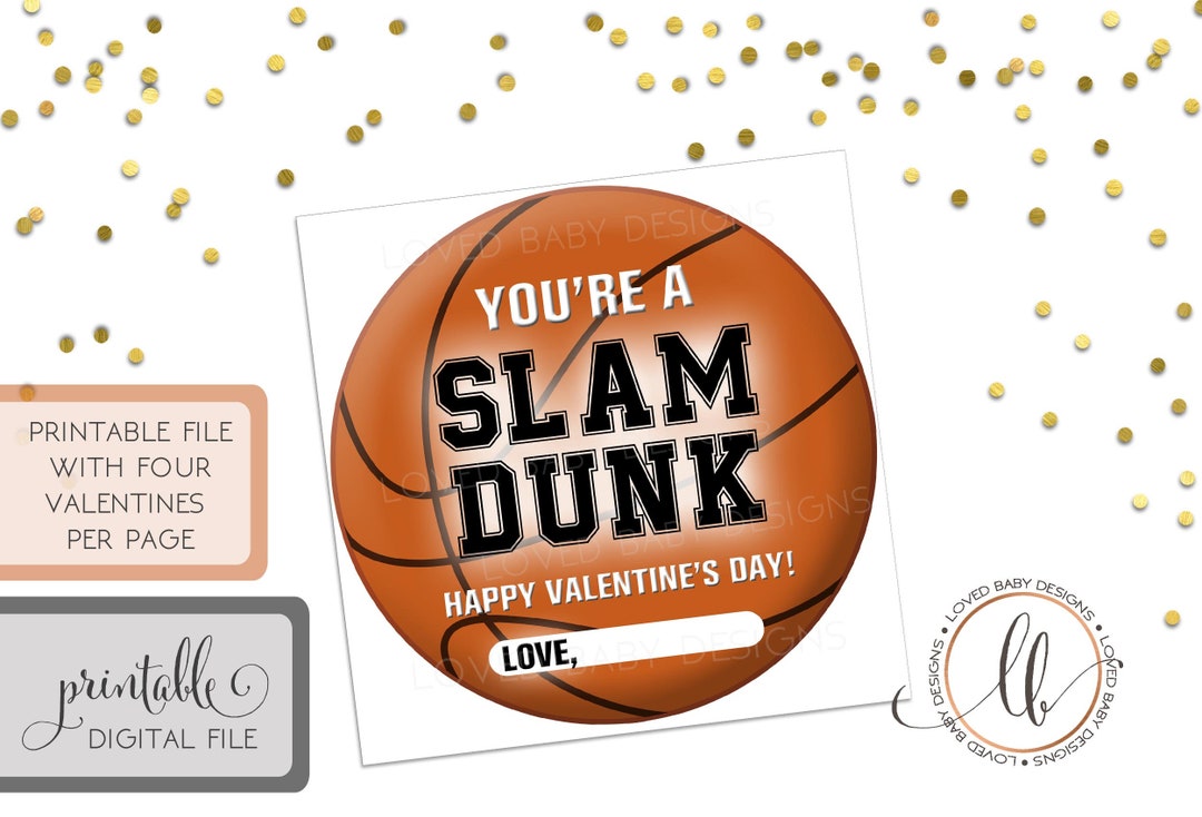 Basketball Valentines - Slam Dunk Valentines - Boy Valentines ...