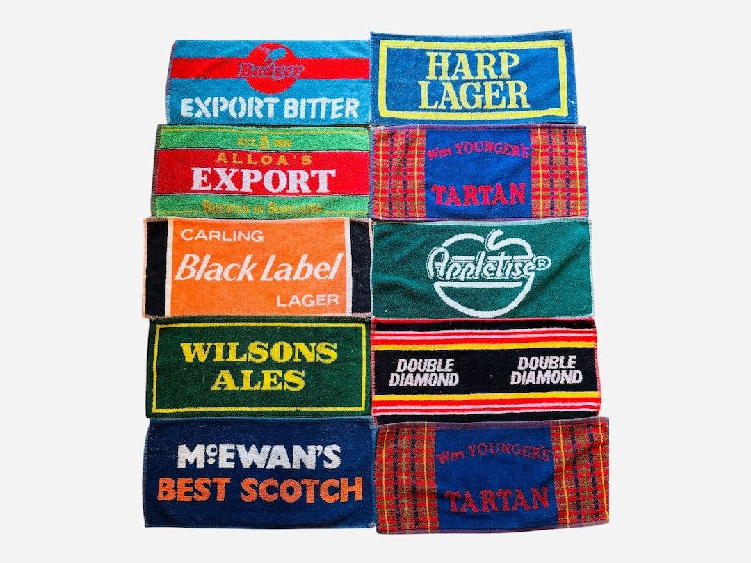 Vintage Pub Beer Bar Towels Promotional Advertising Ale Scotch Lager ...