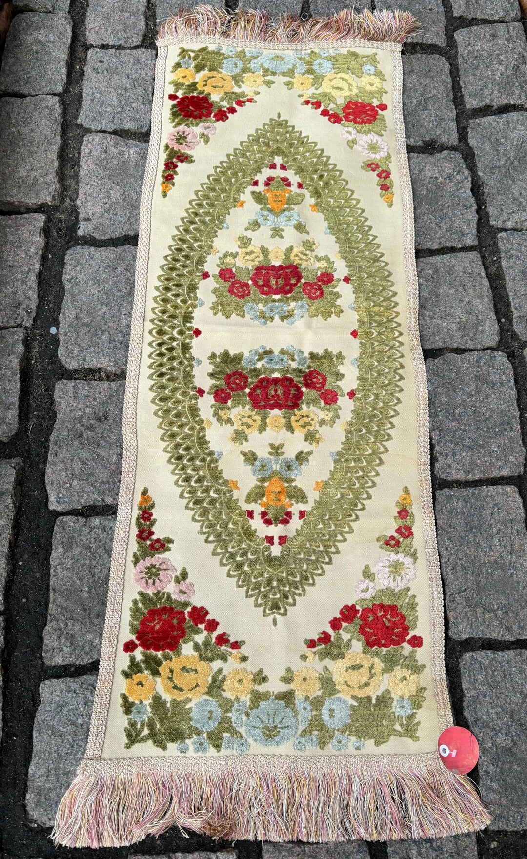 Spanish Velvet Chenille Relief Table Side Board Runner With Silk Satin ...