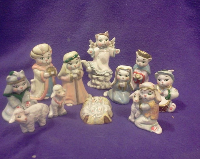 Ceramic Cat Nativity 12 Piece 3 5 Ready to Paint Set - Etsy