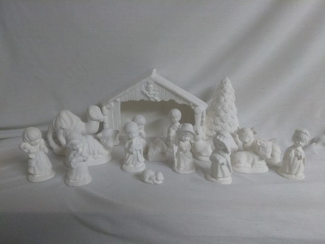 Child Christmas Nativity 16 Piece Set Ceramic Bisque, Ready to Paint - Etsy