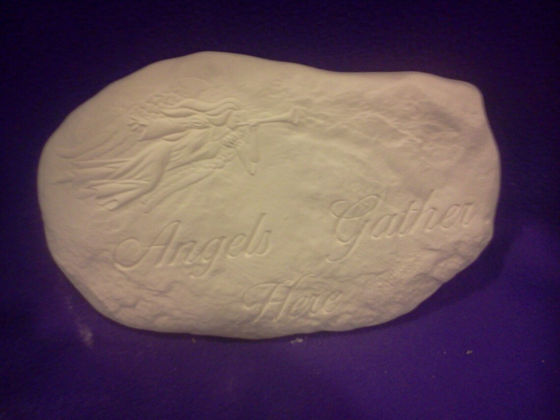 Angels Gather Here Garden Rock Slab 6" X 10 1/4" Ceramic Bisque, Ready ...