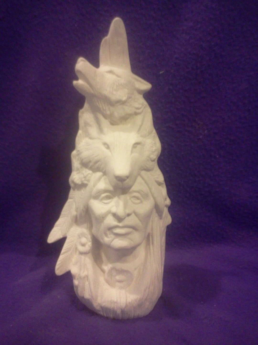 Native Wolf Spirit Totem Ready to Paint 11" Ceramic Bisque - Etsy
