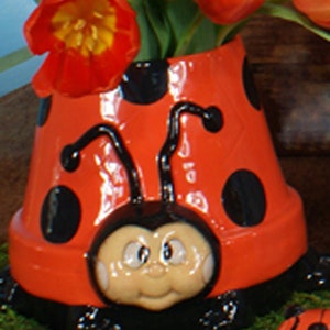 Ladybug Planter Pot 8" X 6" X 4" Ceramic Bisque, Ready to Paint - Etsy
