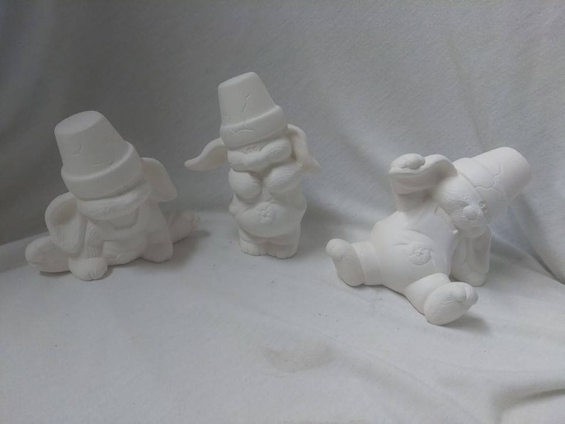 Cracked Pot Boy Bunnies 4 Set of 3 Ceramic Bisque Ready - Etsy