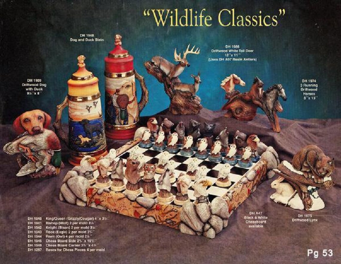 Ceramic North American Wildlife Chess Set 32 Piece Ready to Paint - Etsy