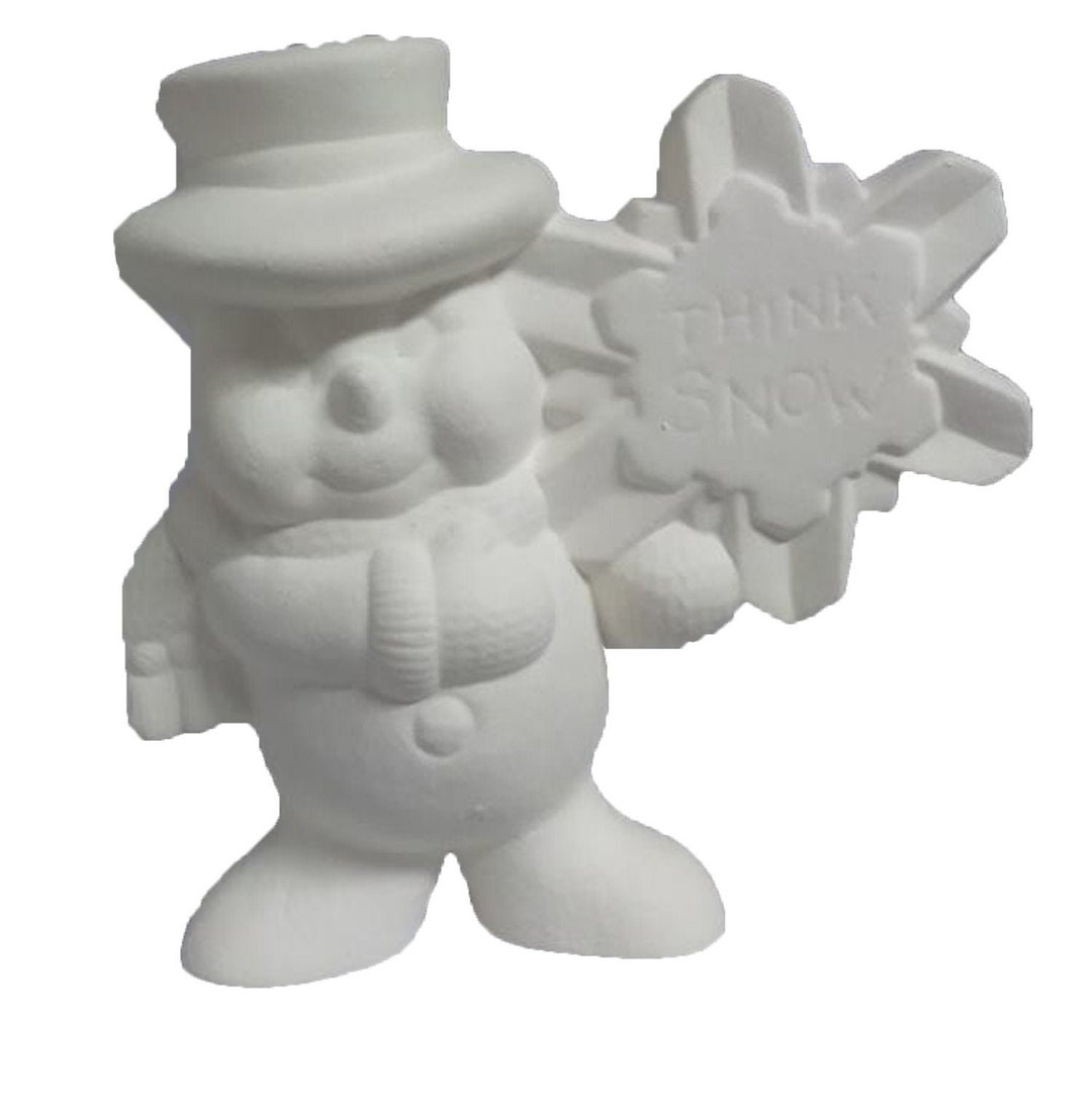 Snowman With Think Snow Sign 5" Ceramic Bisque, Ready to Paint FREE ...