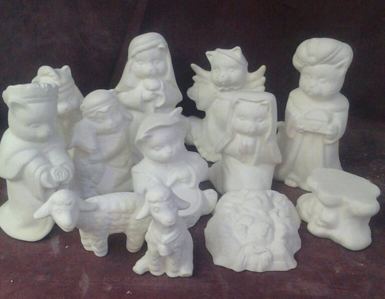 Ceramic Cat Nativity 12 Piece 3" - 5" Ready to Paint Set - Etsy