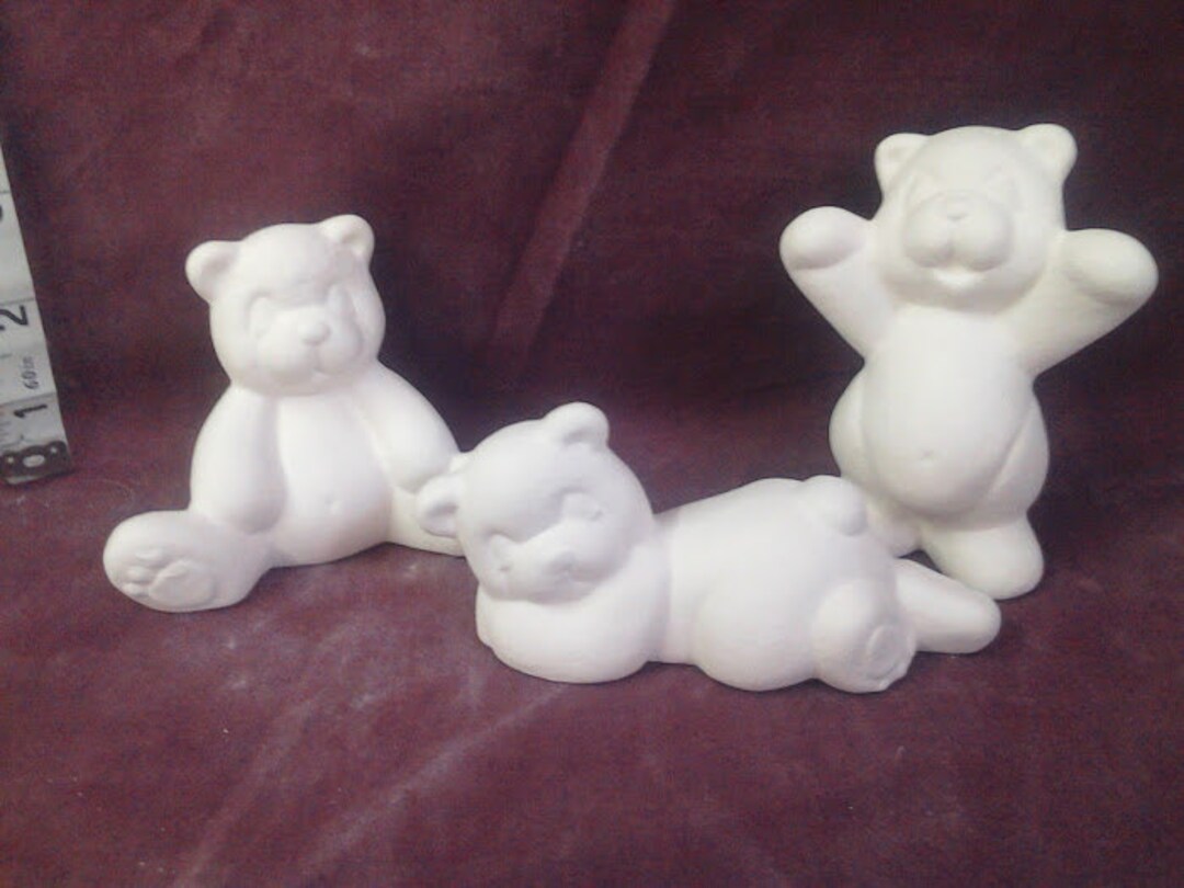 Clay Magic Teddy Bears 3 set of 3 ready to paint ceramic bisque - Etsy ...