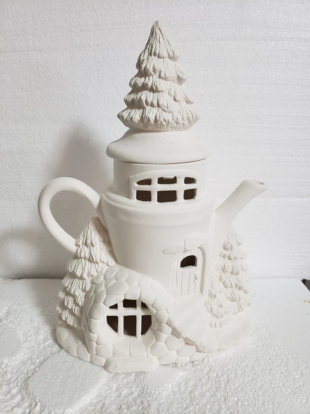 Tree Top Lodge Teapot Fairy House Ceramic Bisque Ready to Paint - Etsy