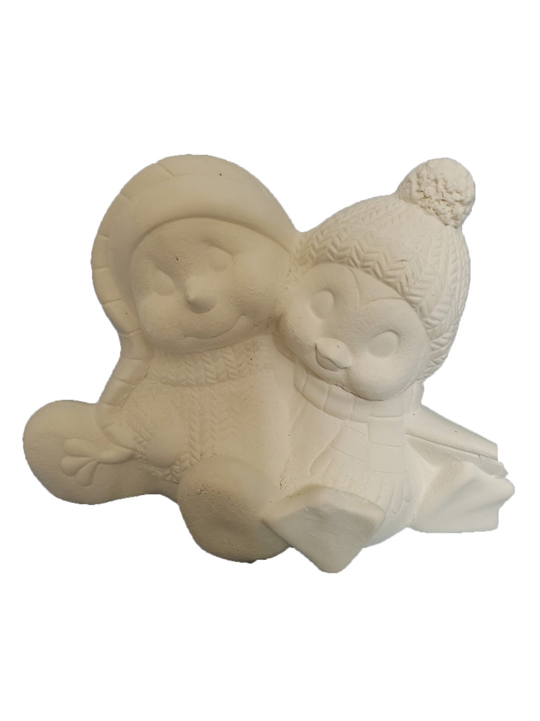 Snowman and Penguin Cuddle 9 1/2" L Ceramic Bisque, Ready to Paint - Etsy