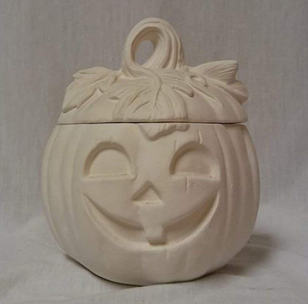 Pumpkin Candy Dish Container 6" X 4" Ceramic Bisque, Ready to Paint ...