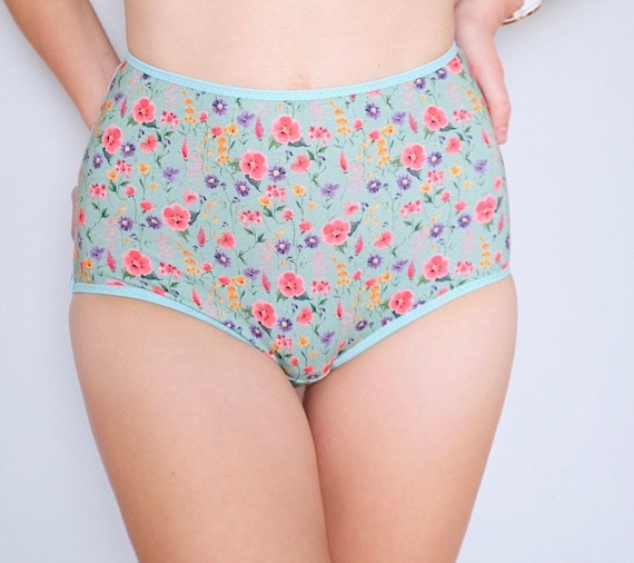 High Waisted Panties. Classic Panties Style. Floral Sage Green. Trend Color Panties. High Waist Panties. All Size. Etsy UK