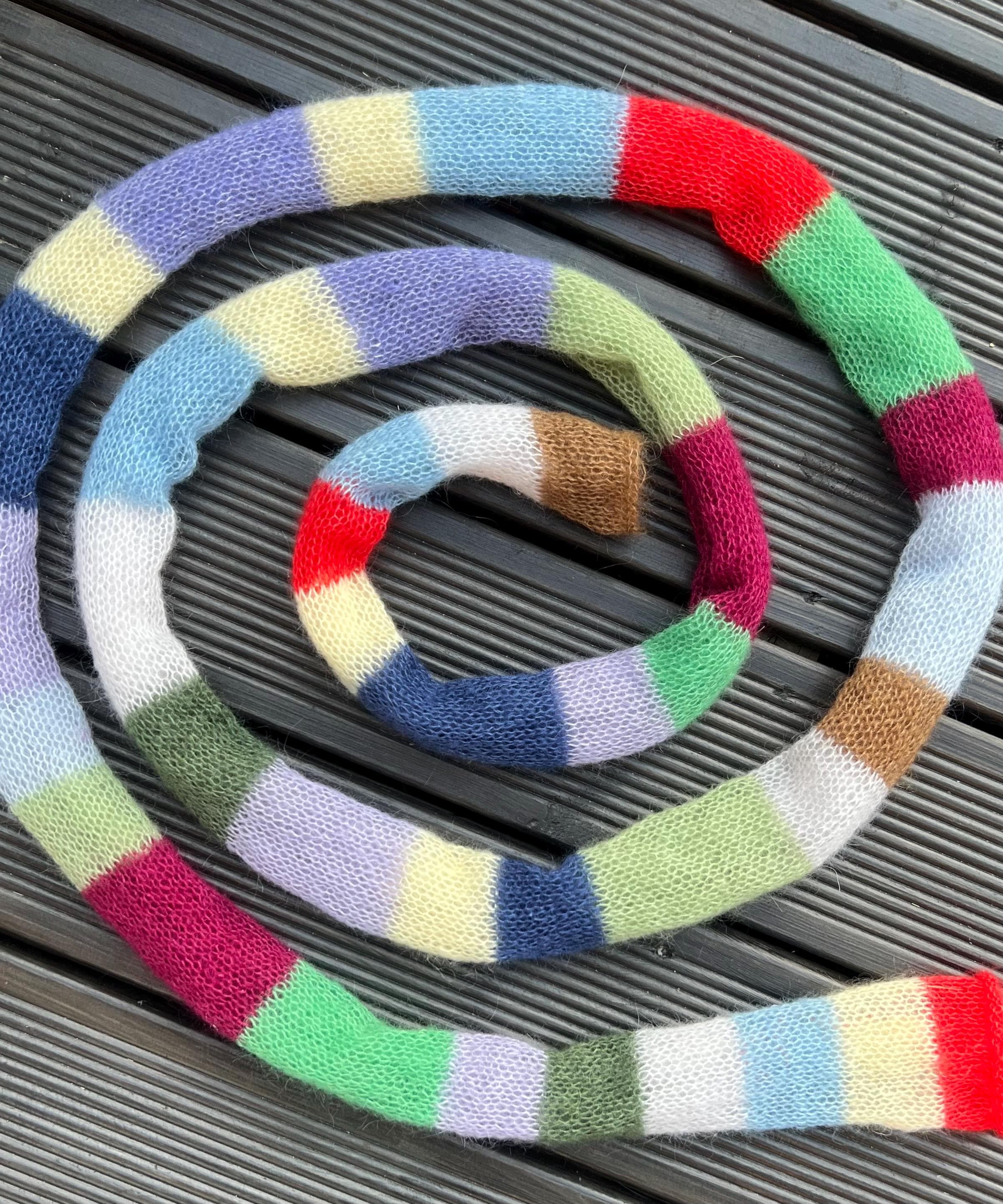 Hand-knitted Mohair Silk Skinny Scarf – Extra Long Colorful Striped ...