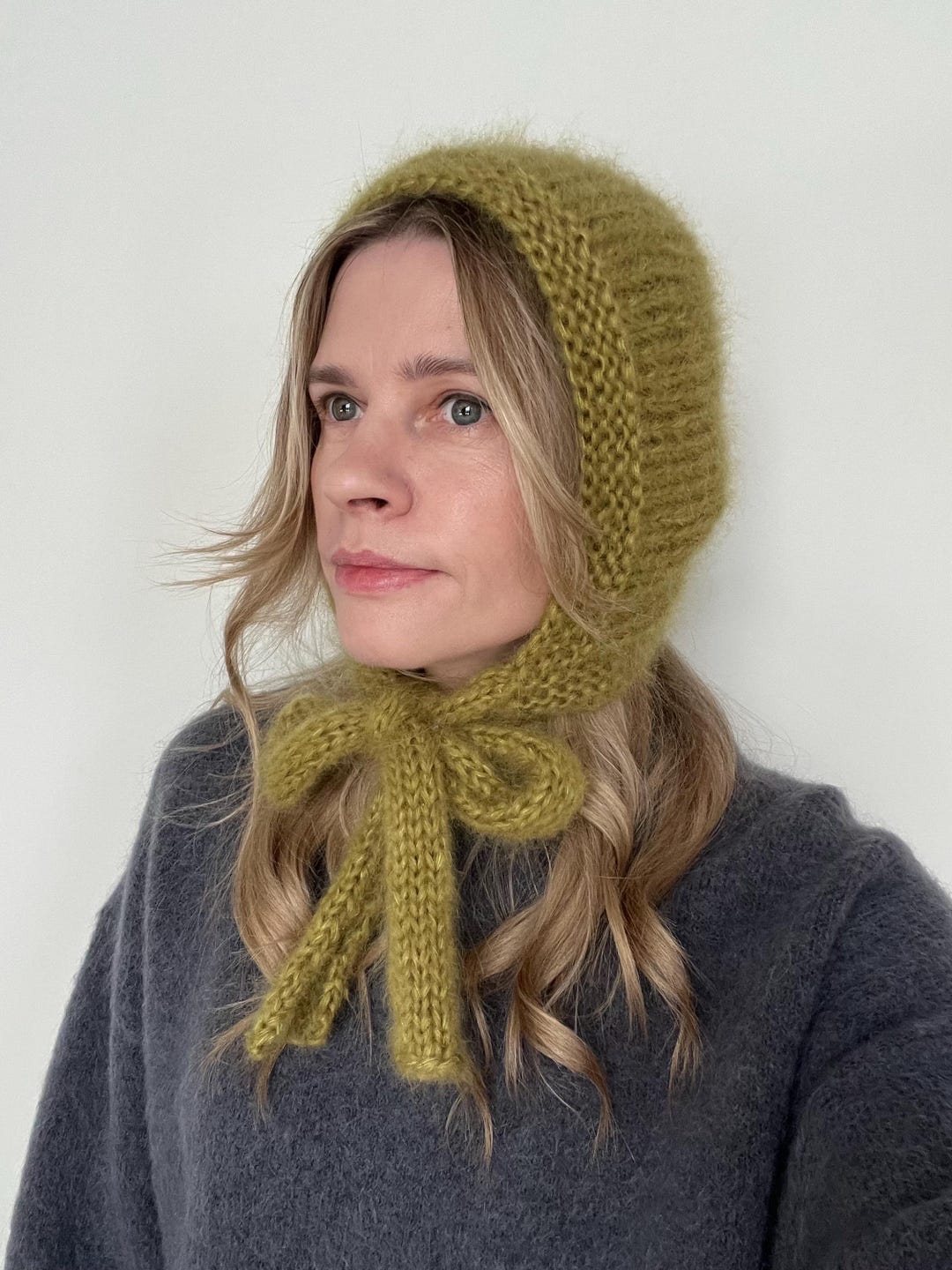 Extra Fluffy Mohair Silk Bonnet, Hand Knitted Cloudy Winter Hat, 6 ...