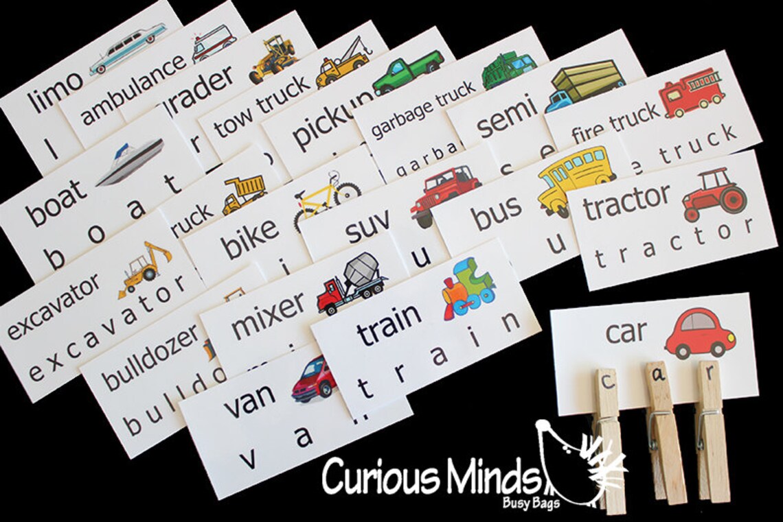PDF Word Cards House Pets Zoo Bugs Cars and Trucks | Etsy